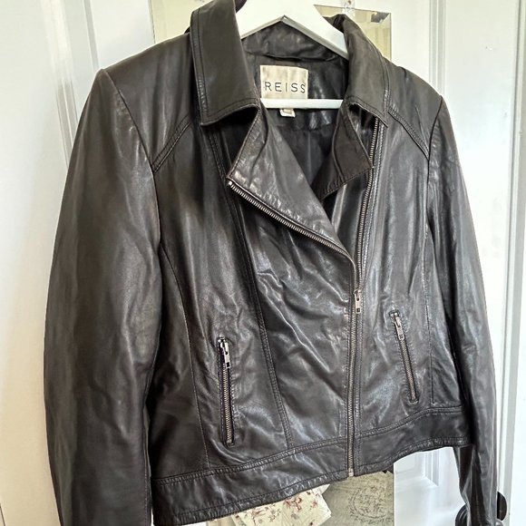 Reiss | Jackets & Coats | Reiss Black Leather Jacket T L | Poshmark